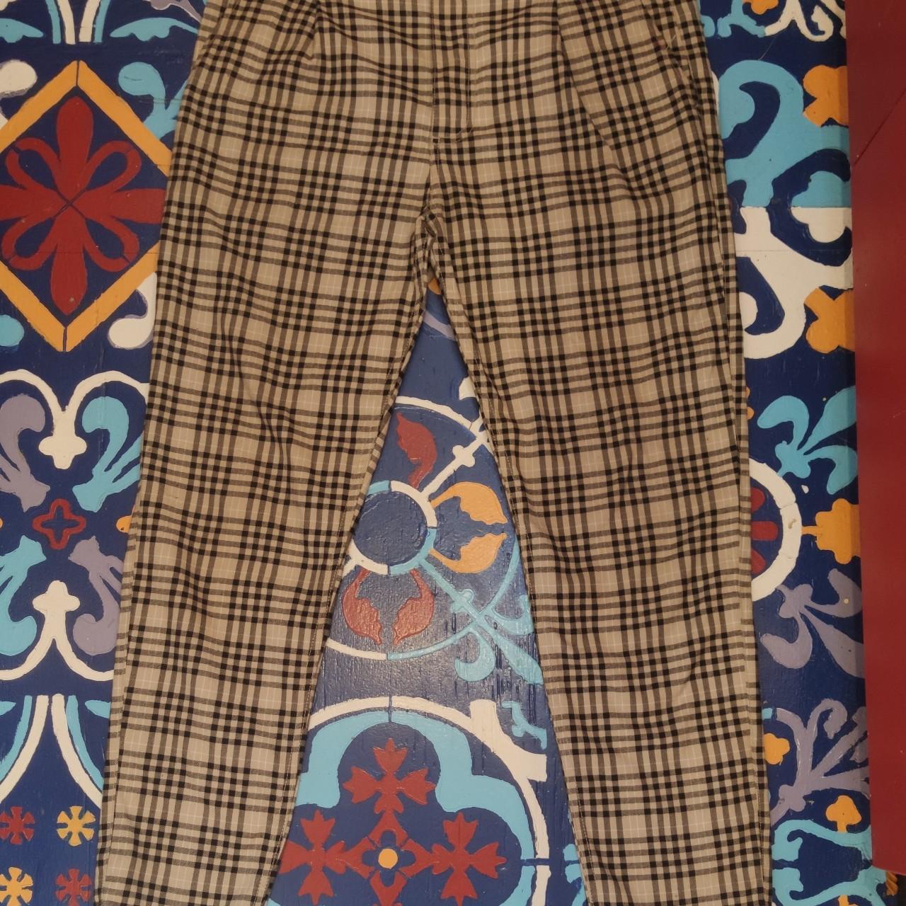 Tapered Slim Fit Check Pants. Grey base, black... - Depop