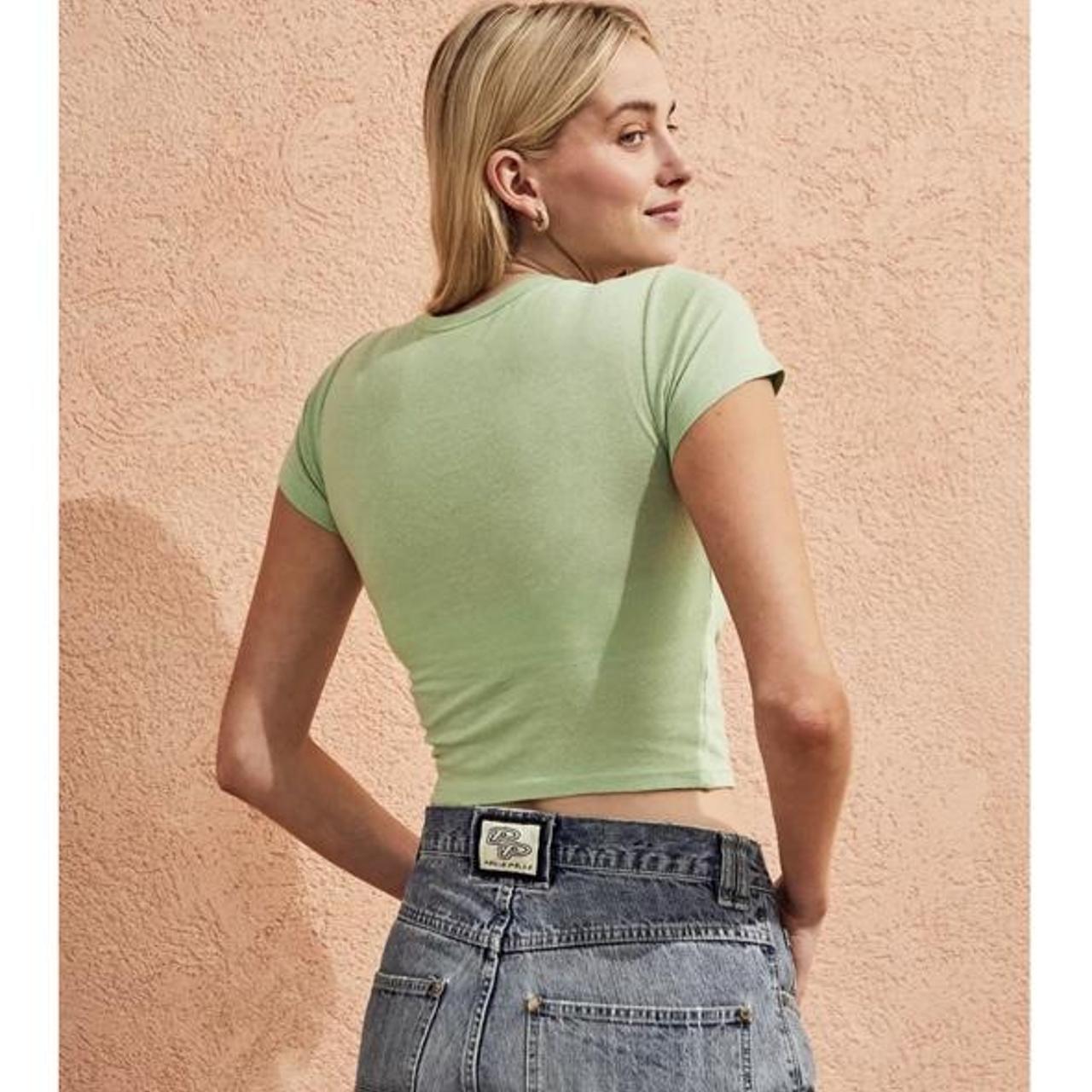 Urban Outfitters Women's Green Crop-top | Depop