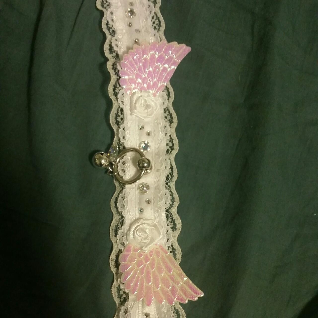 TKC white and pink angel buckle collar i believe its... - Depop