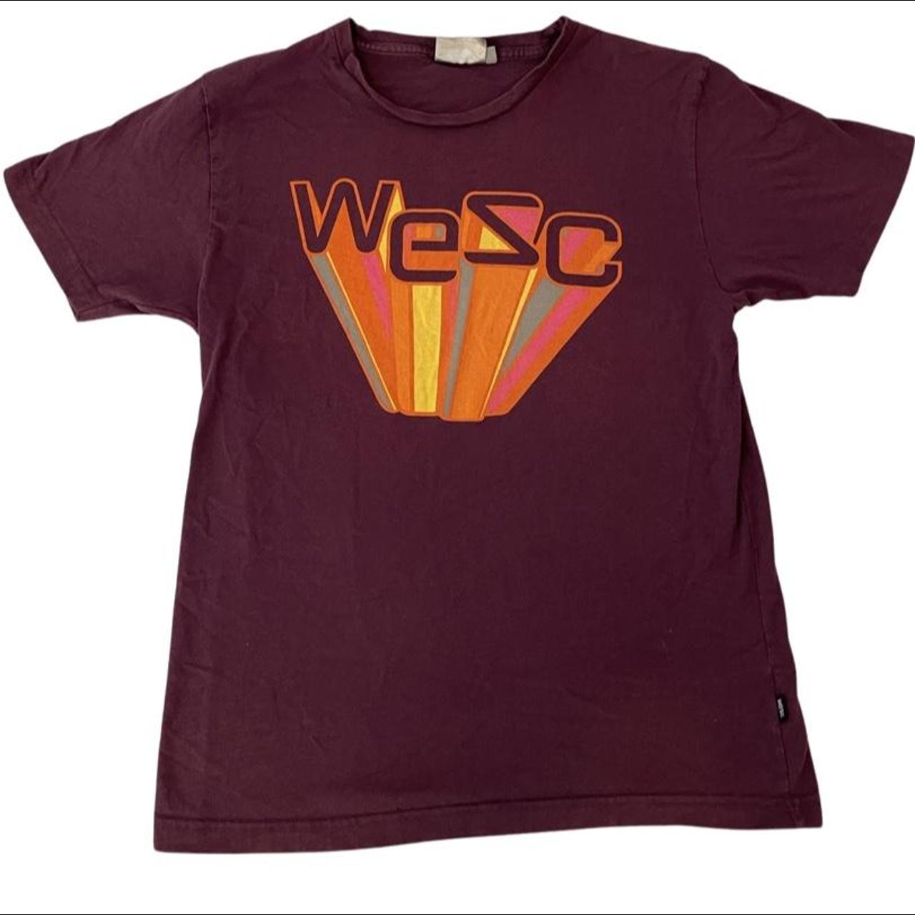 WeSC Men's Burgundy T-shirt | Depop