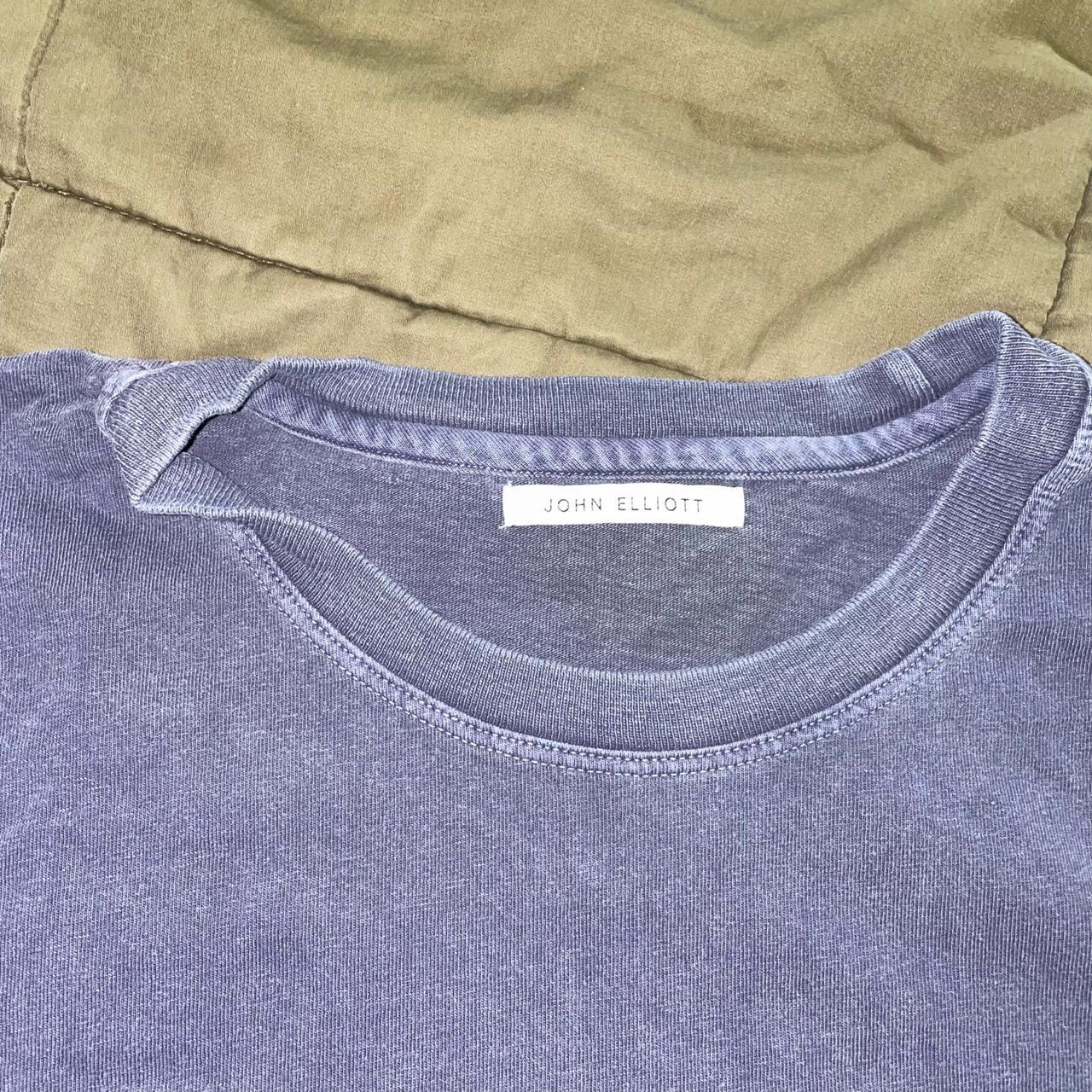 john elliott washed navy t-shirt. size l. basically... - Depop