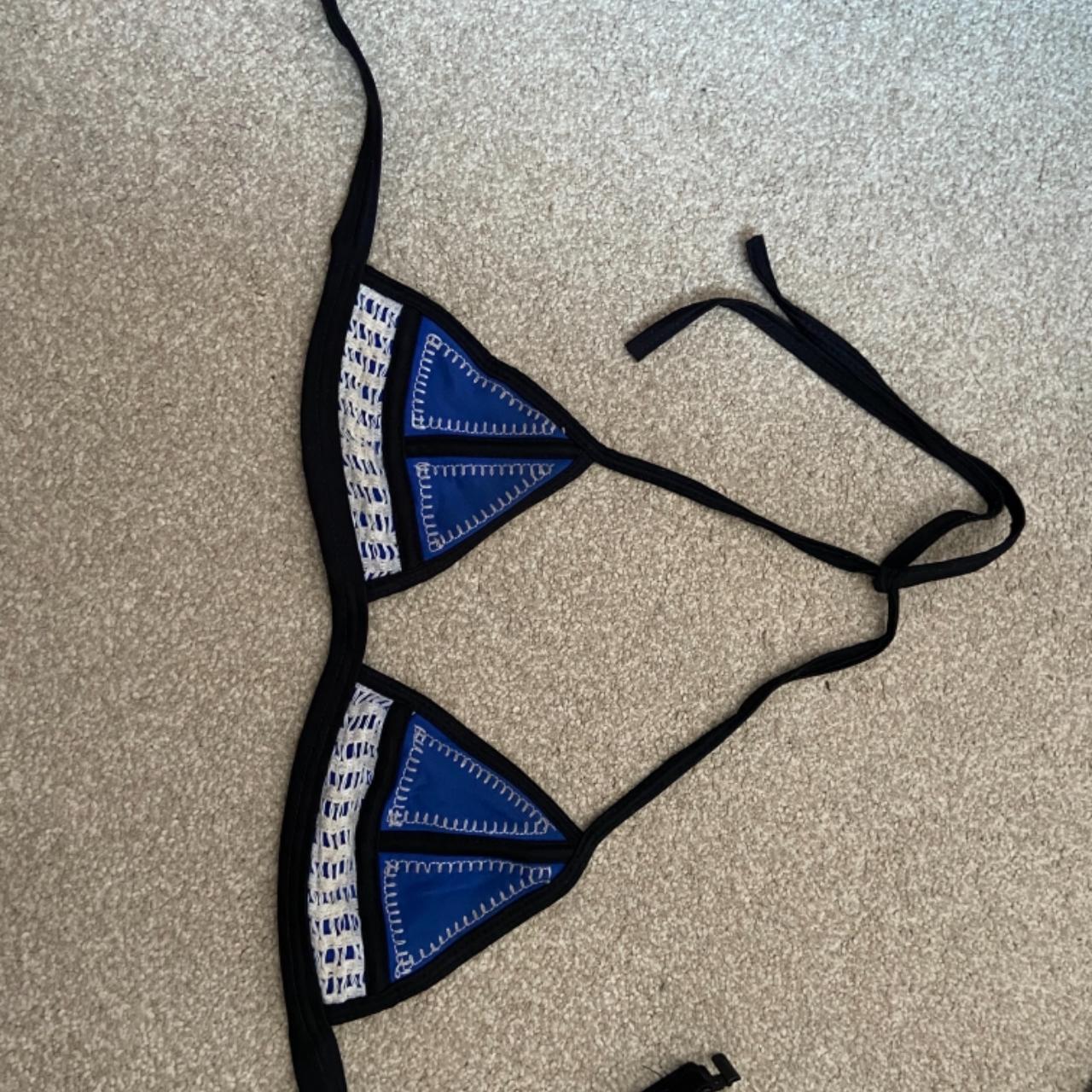 Blue triangle bikini top Size Small No tags but... - Depop