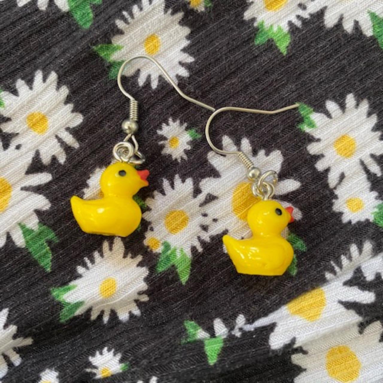 Novelty Rubber Duck Earrings On Silver Plated Hooks Depop