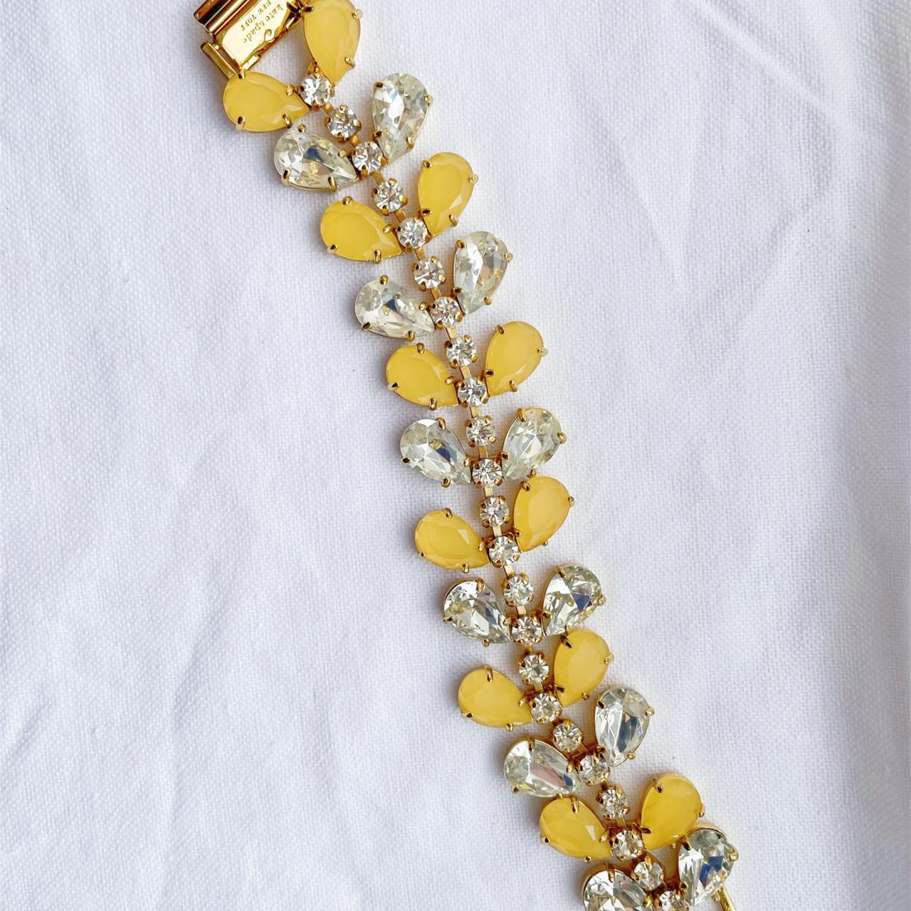 Kate Spade Gold Plated Yellow Gem and Crystal... - Depop