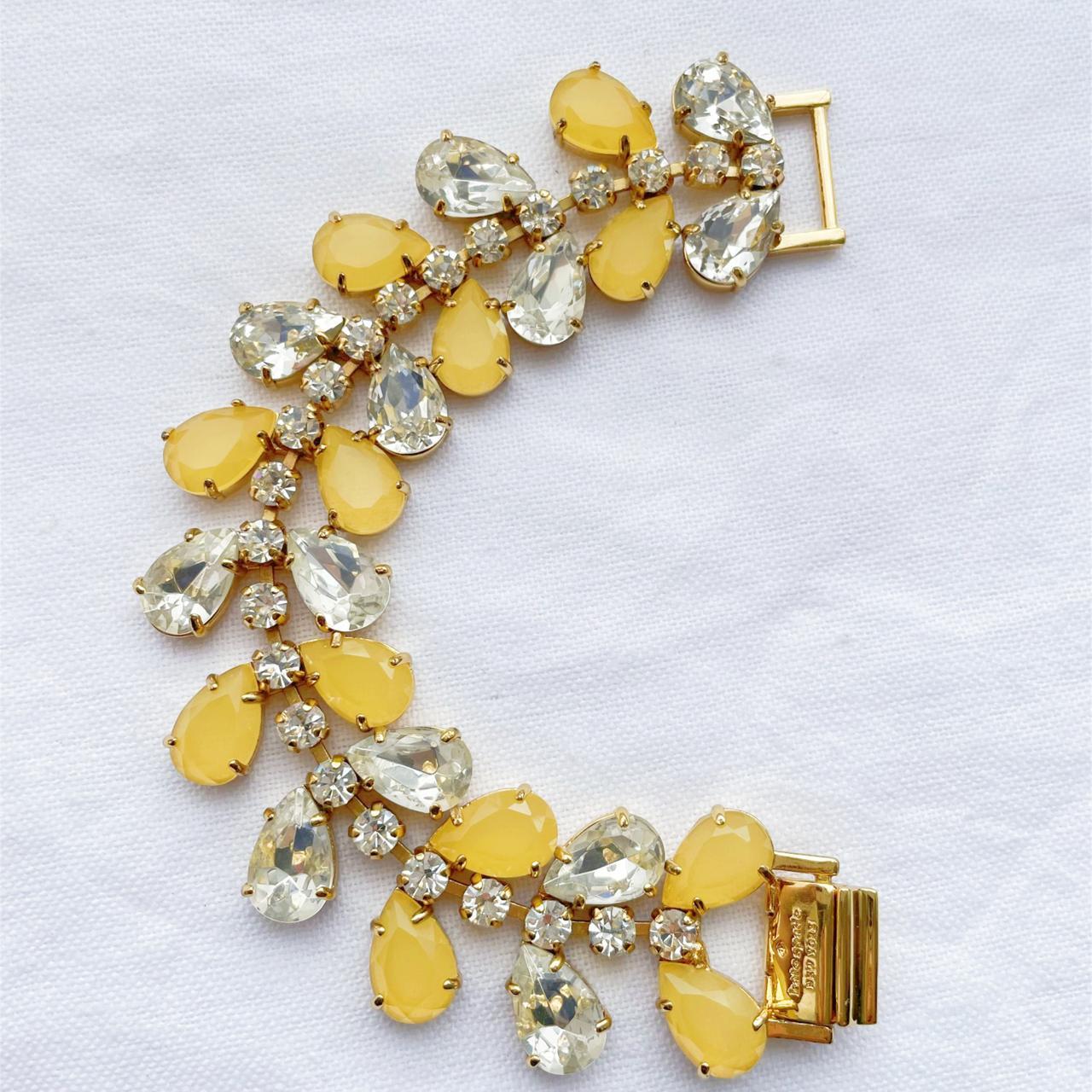 Kate Spade Gold Plated Yellow Gem and Crystal... - Depop