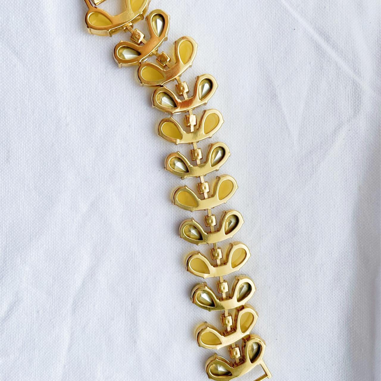 Kate Spade Gold Plated Yellow Gem and Crystal... - Depop