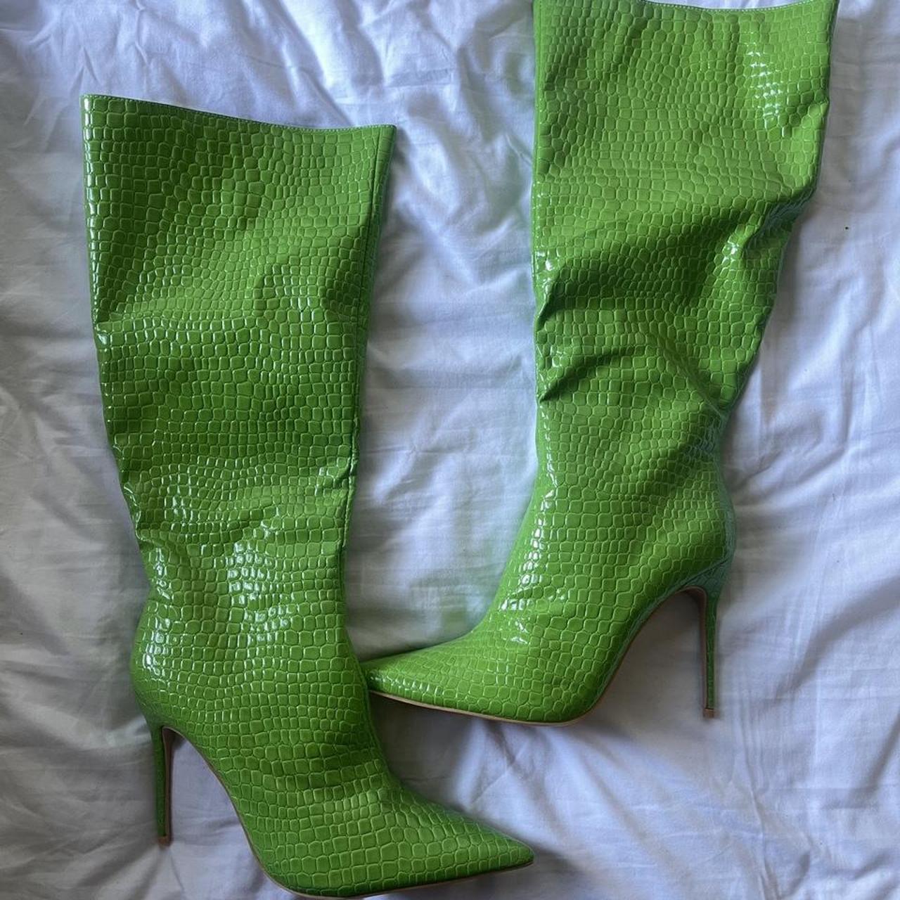 Lime green public desire knew high boots. Worn once,... - Depop