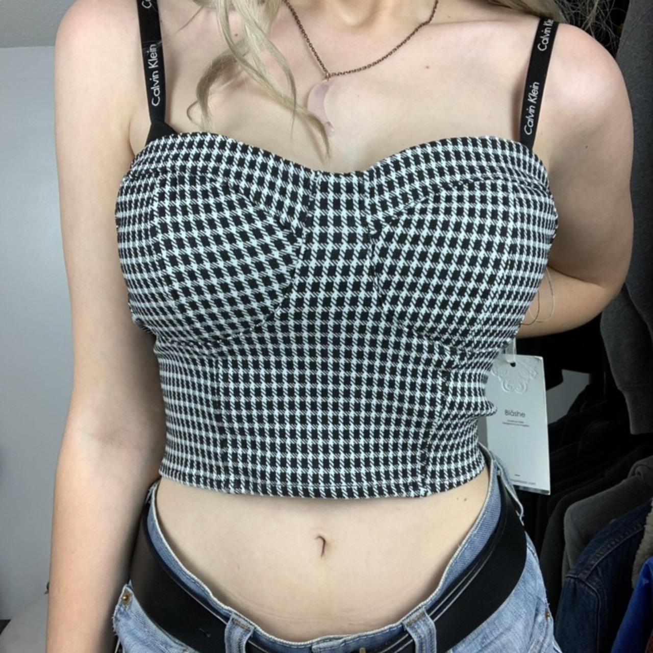 NWT shop iris basic blashe houndstooth print zip up... - Depop