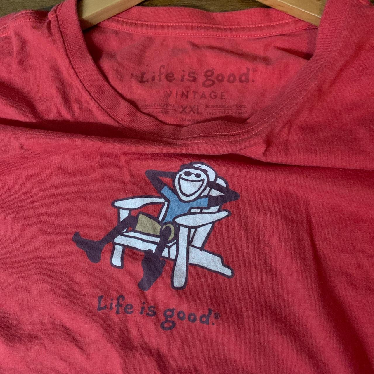 Red Vintage Life is Good Baggy Tee Size XXL No... - Depop