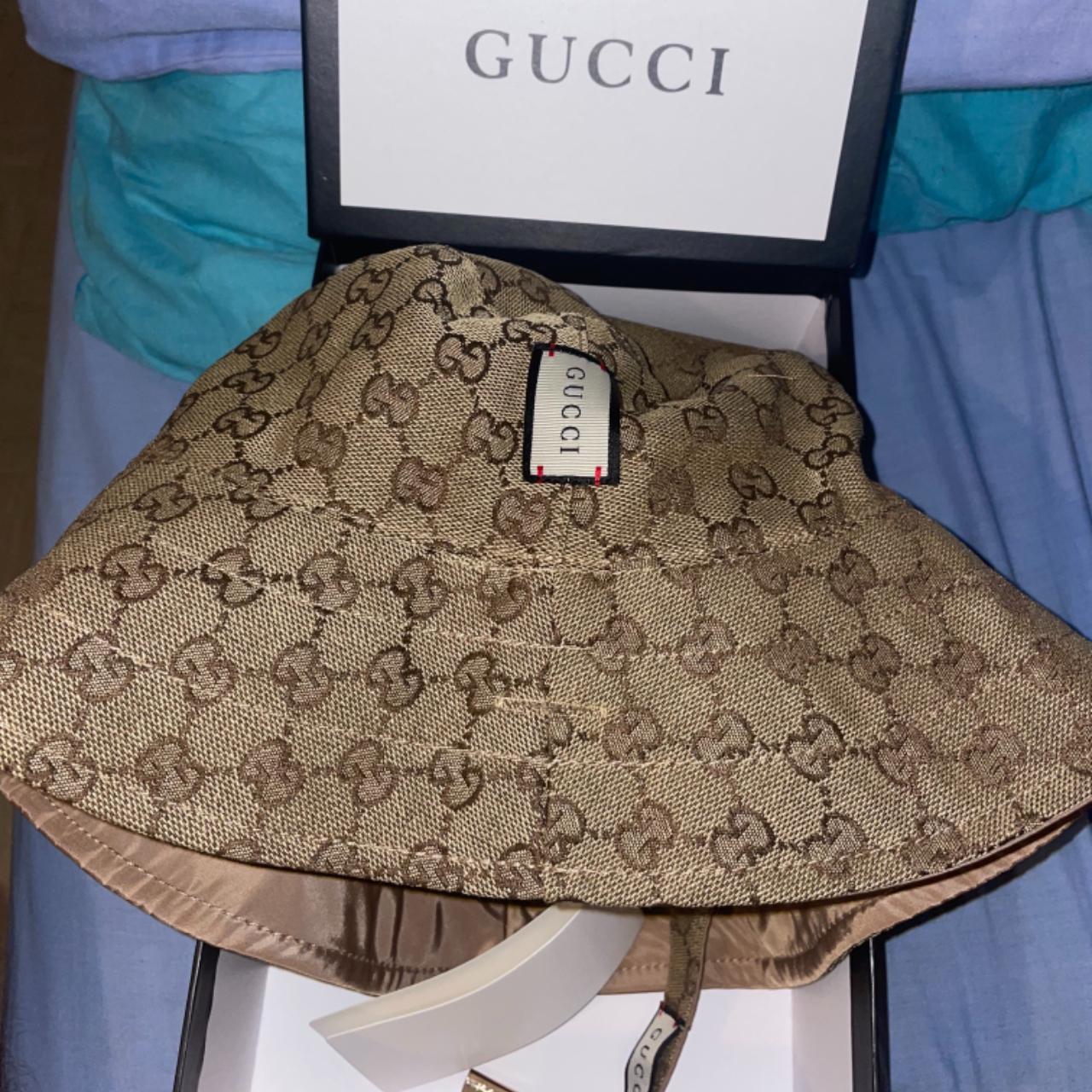 Gucci reversible hat in GG canvas and nylon Hat in... - Depop