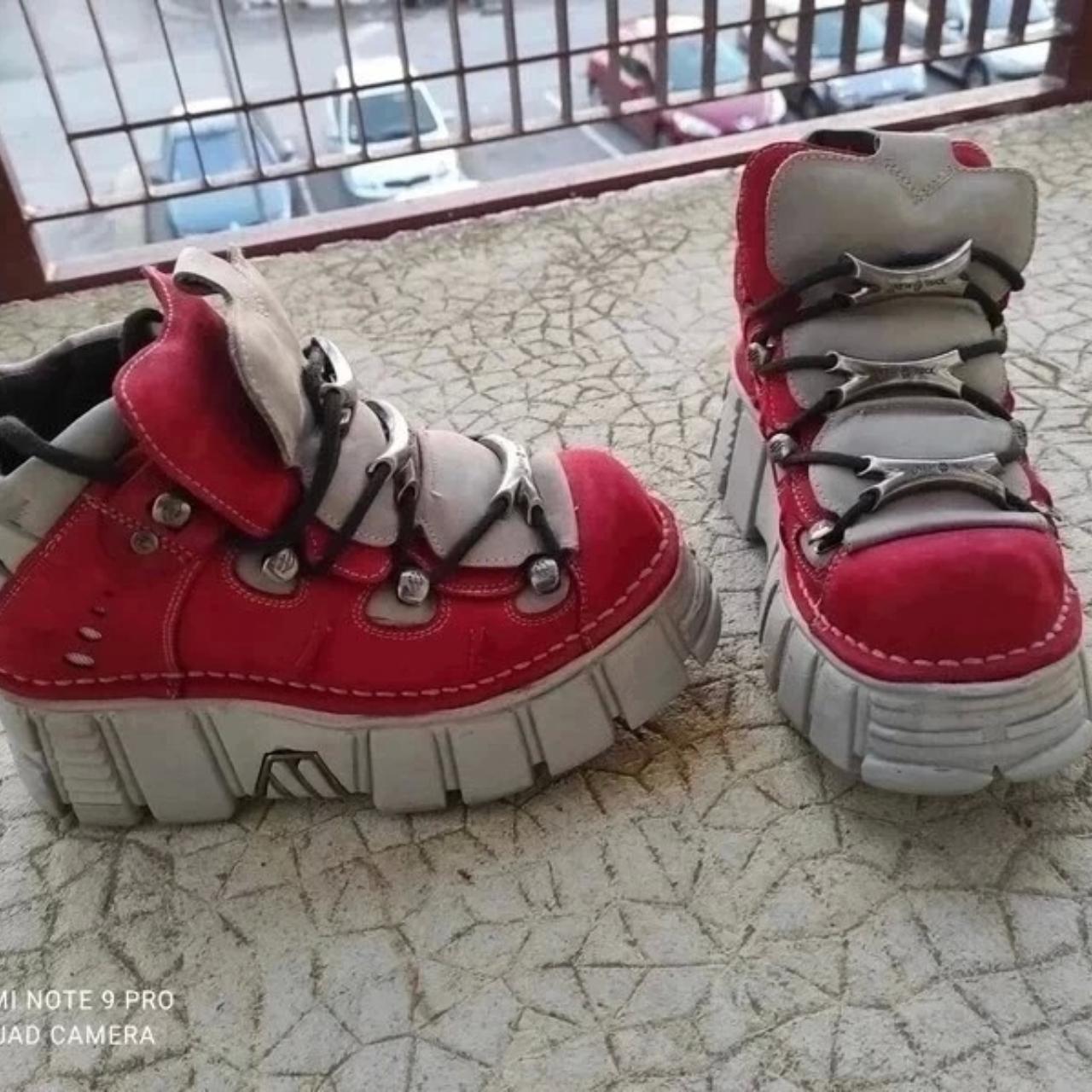 Red and grey New Rock, 38 New Rock shoes with... - Depop