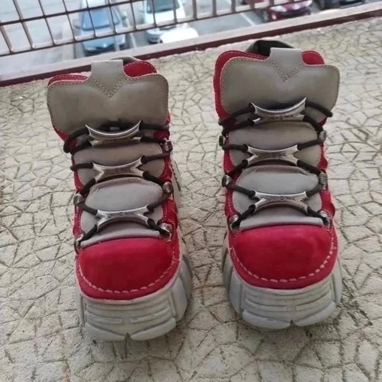 Red and grey New Rock, 38 New Rock shoes with... - Depop