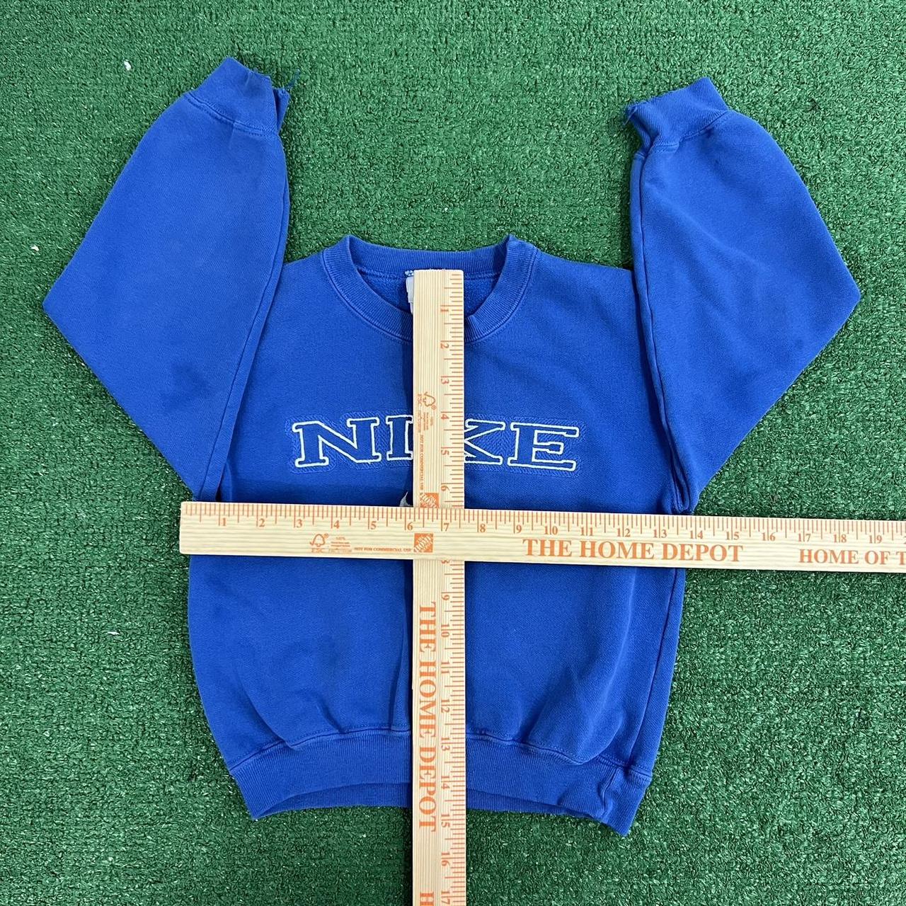 Vintage 90s Nike Center Swoosh Blue Pullover... - Depop
