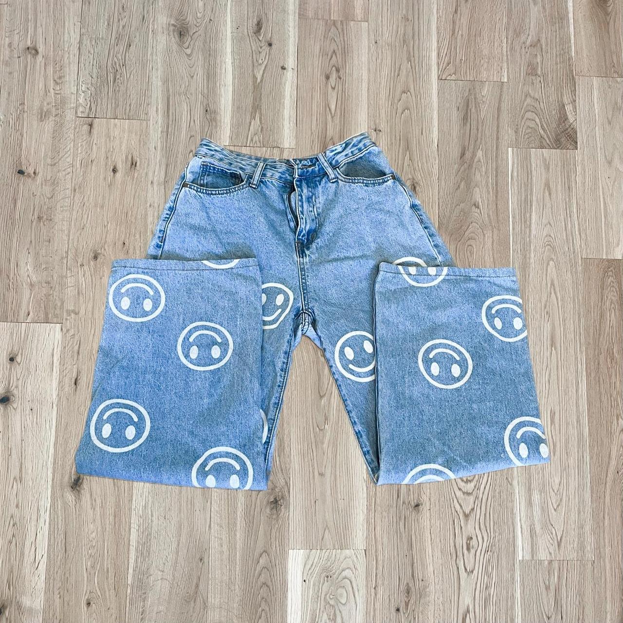 i lovee these smiley jeans. theyre super comfy. the... - Depop