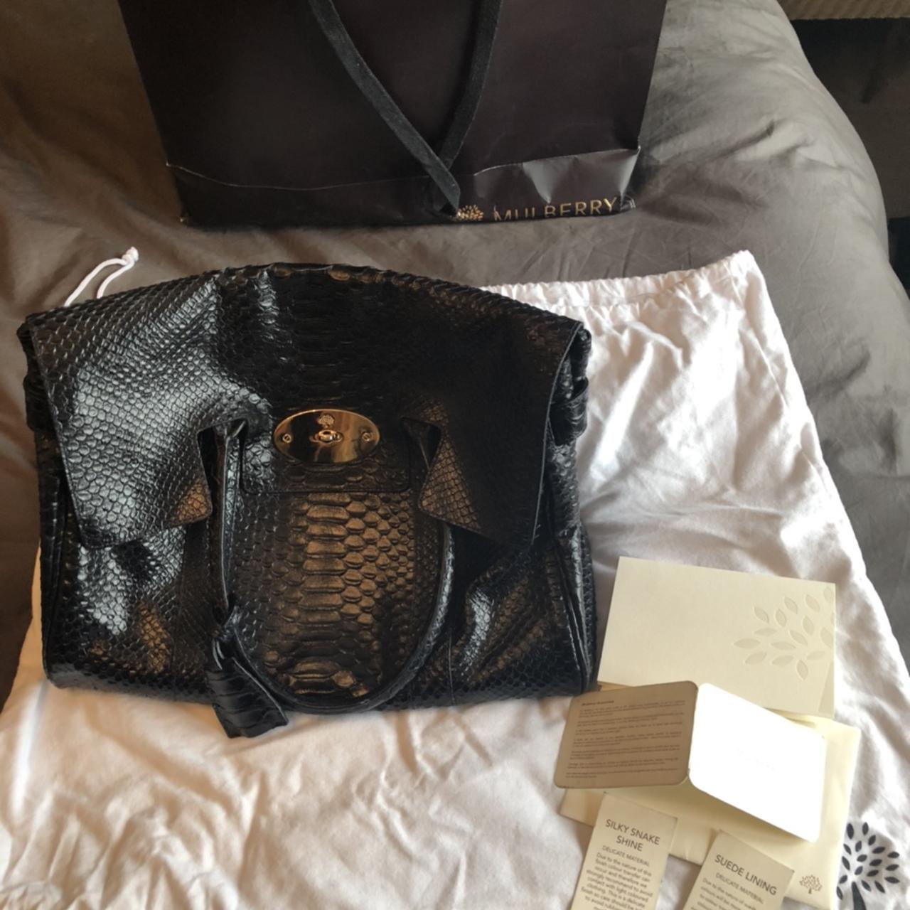 Mulberry Bayswater Dark navy Snake print RRP... - Depop