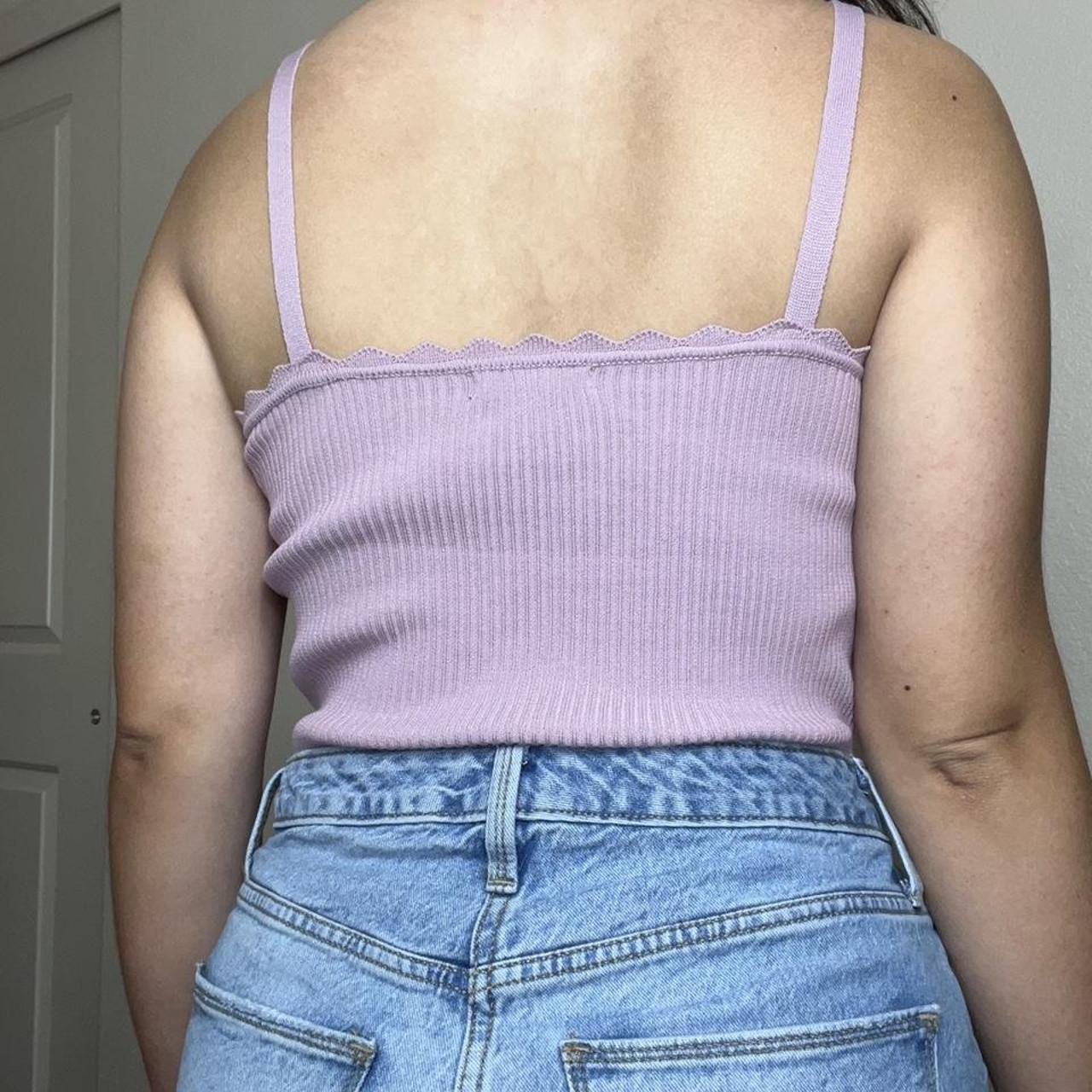 Lilac Tank Top 💜 Lace Detail Stretchy Material Size Depop