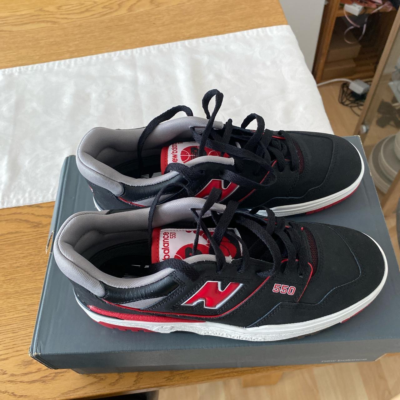 Red and Black New balance 550 #NewBalance - Depop
