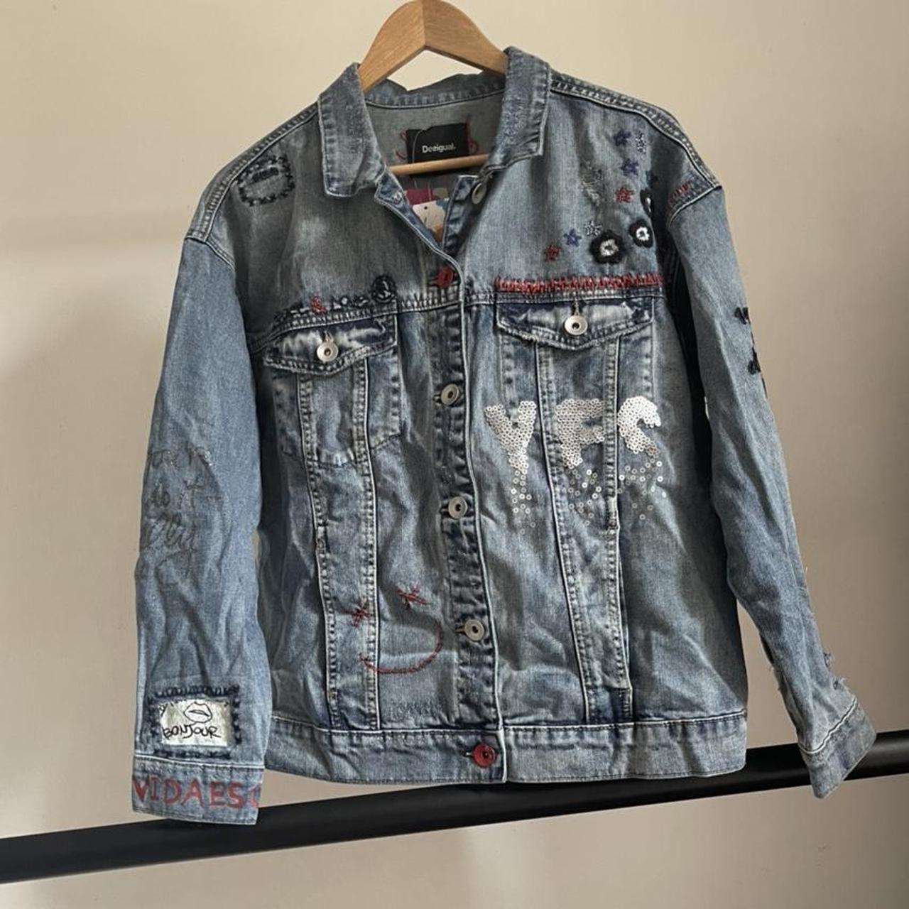 Desigual embroidered denim jacket. #desigual... - Depop