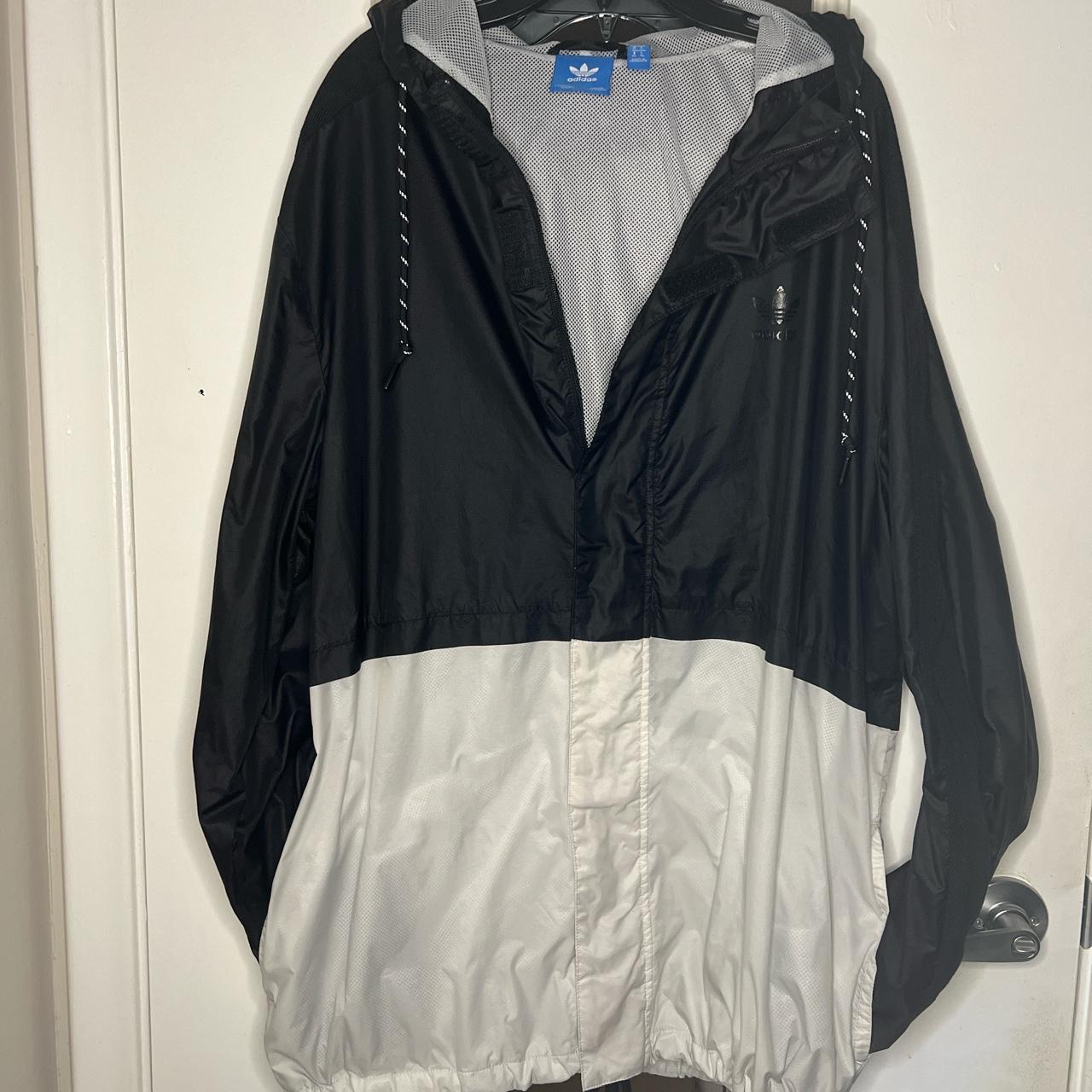 Adidas Windbreaker Jacket w/ hoodie Color: Black... - Depop