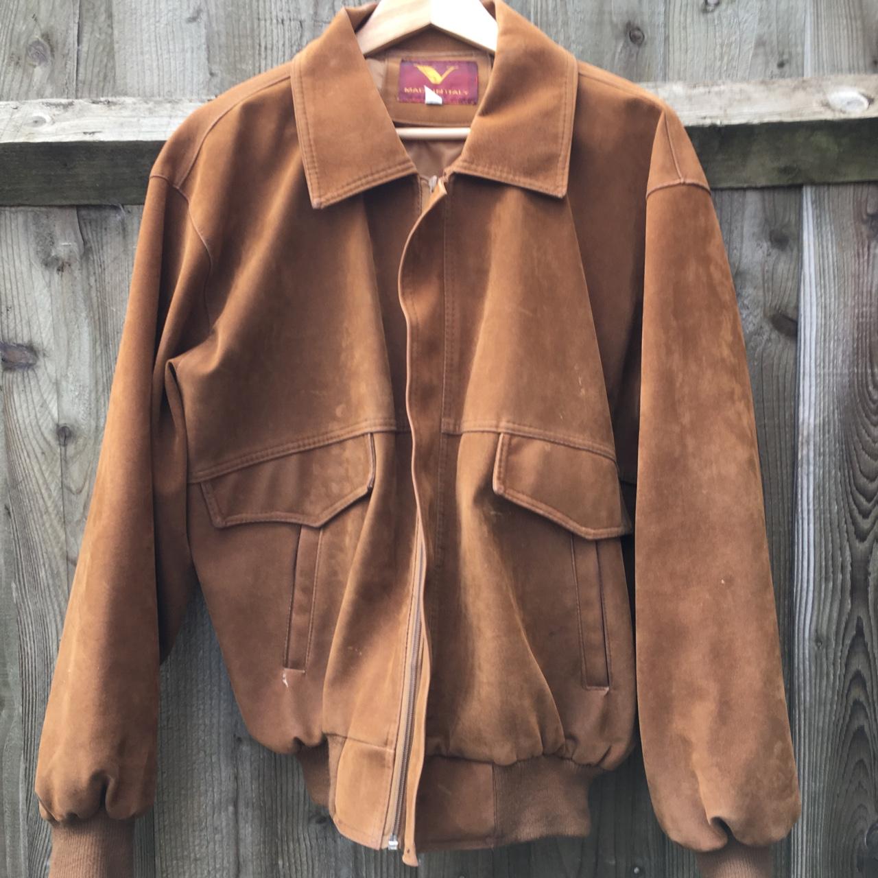 Second Hand Suede Spring Jacket - Depop