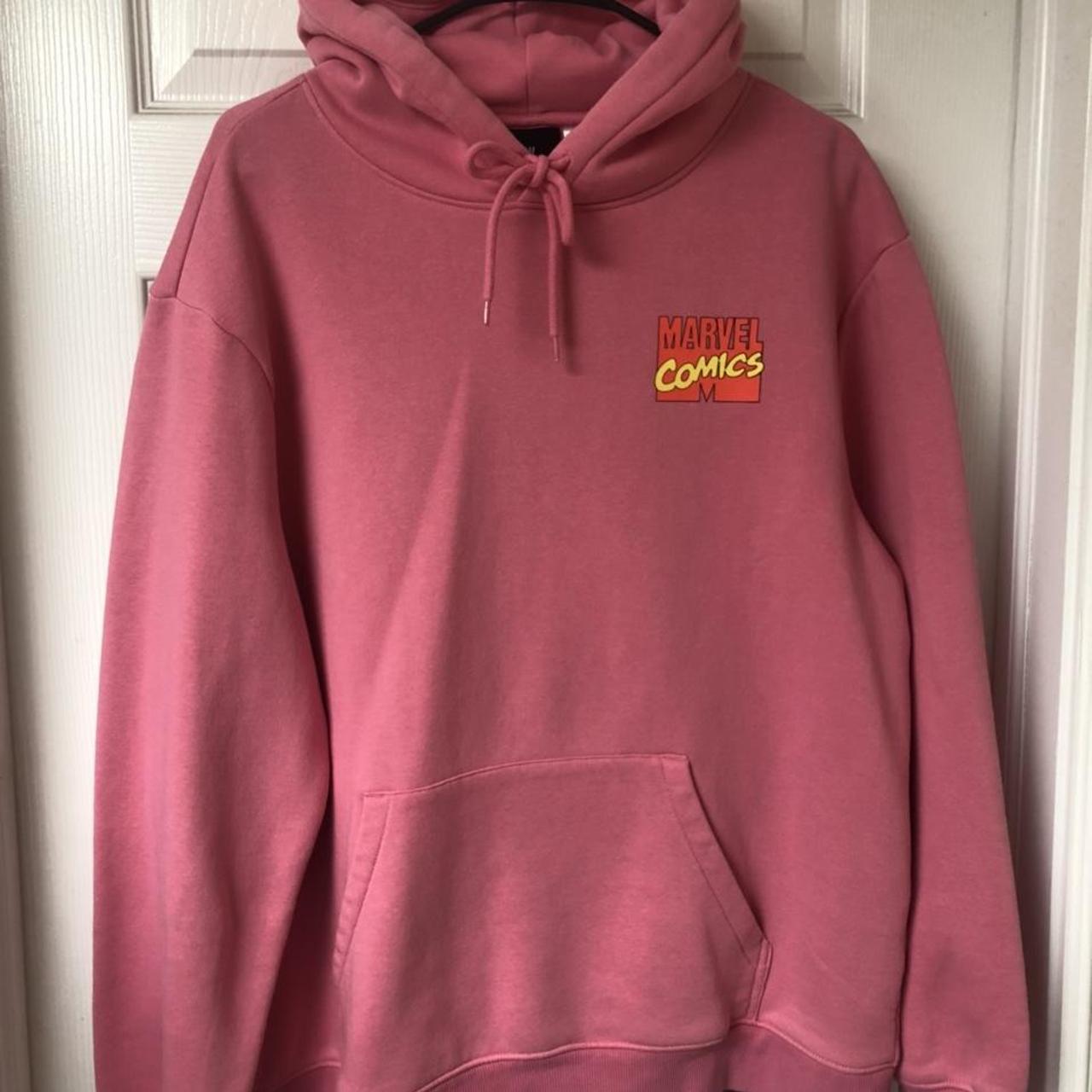 Marvel Men's Pink and Black Hoodie | Depop
