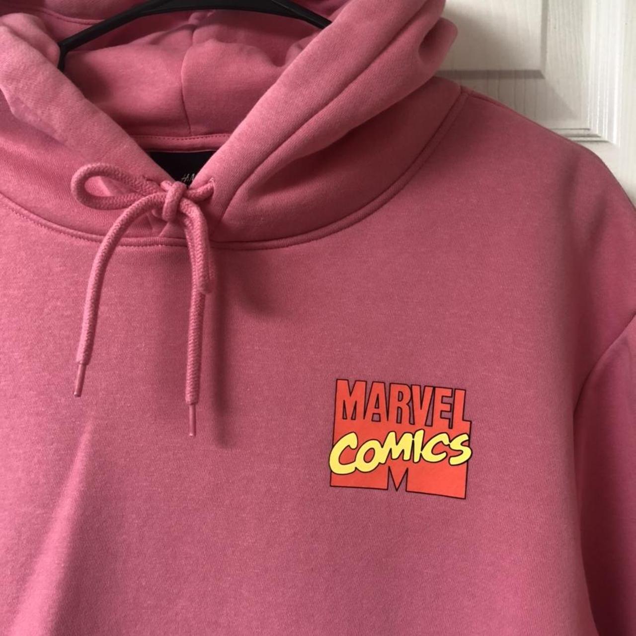 Marvel Men's Pink and Black Hoodie | Depop