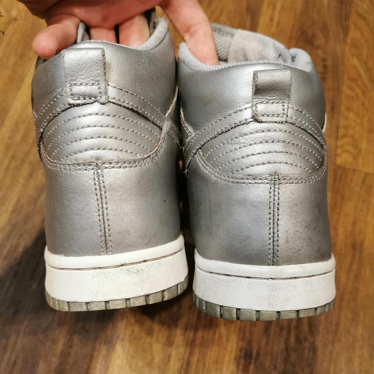 Nike Dunk high silver size UK 6 Silver glitter... - Depop