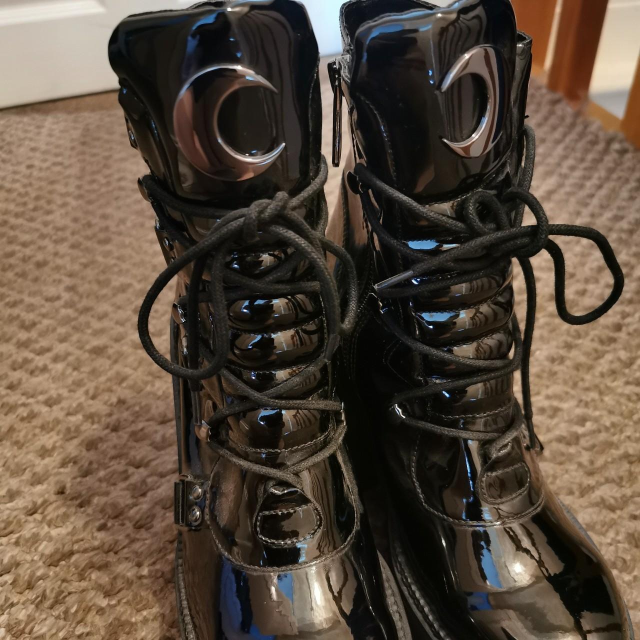 Goth Killstar Broom Rider Boots Gloss Never worn. - Depop