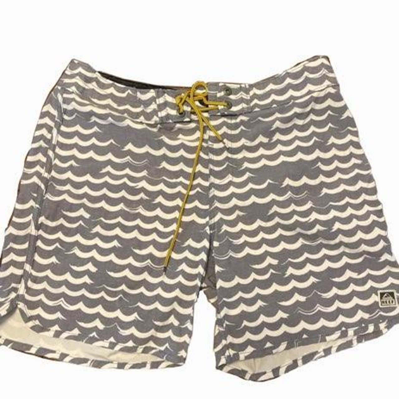 Reef brand swim trunks Light grey / white print... - Depop