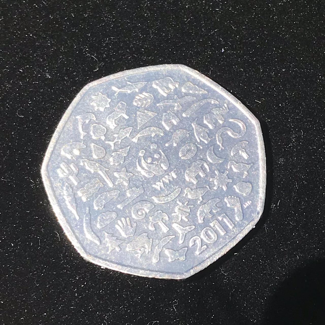 RARE WWF 50p Minted in 2011 to celebrate the 50th... - Depop