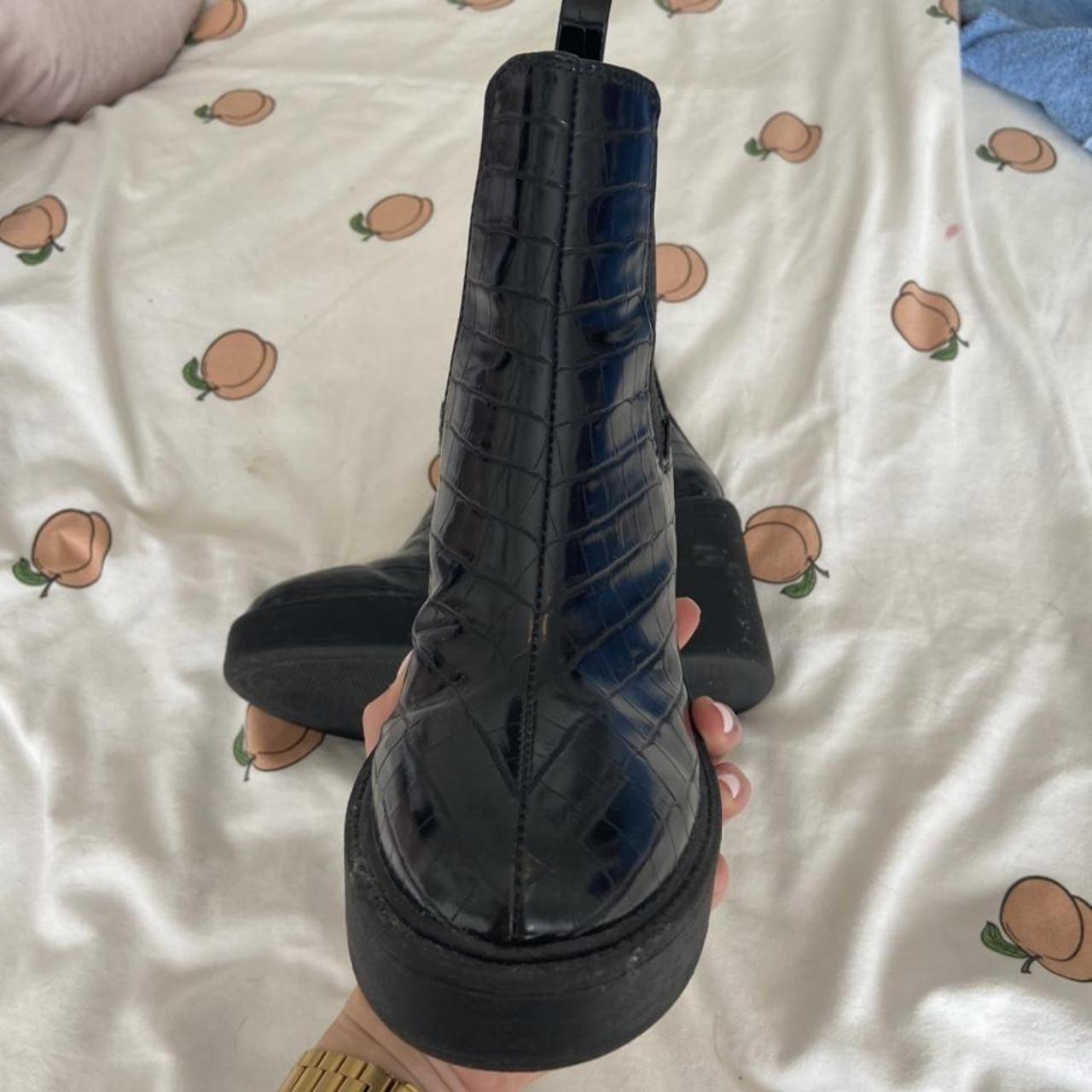 London rebel platform black ankle boots - croc... - Depop