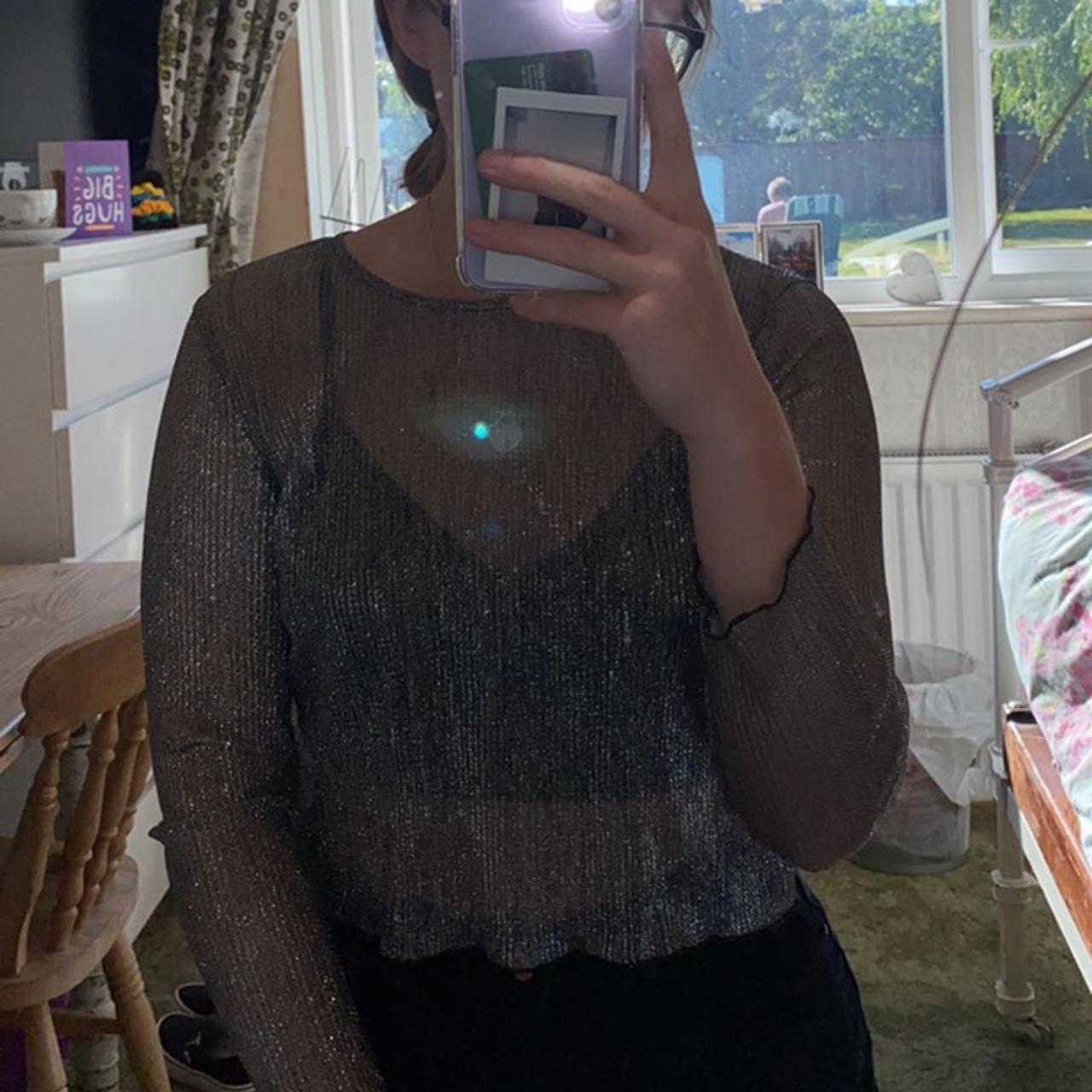 Sparkly mesh party top. Can wear over vest and... - Depop