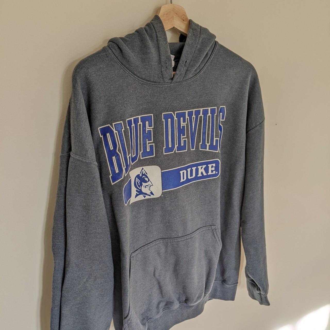 Vintage Blue Devils Duke screenprint logo Blue/Grey... - Depop