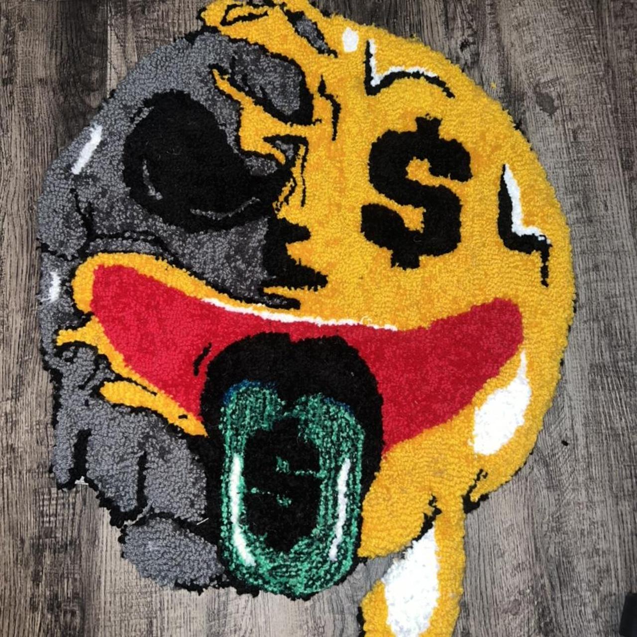 Custom Handmade Emoji Rug | Half Face | Home Decor |... - Depop