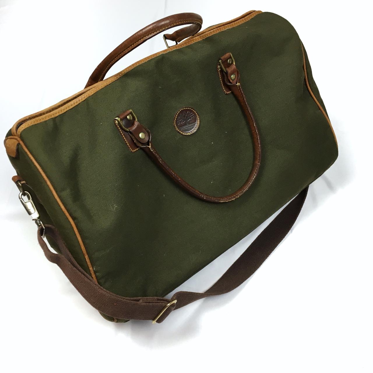 Vintage Leather Timberland duffel bag. Great condition. - Depop