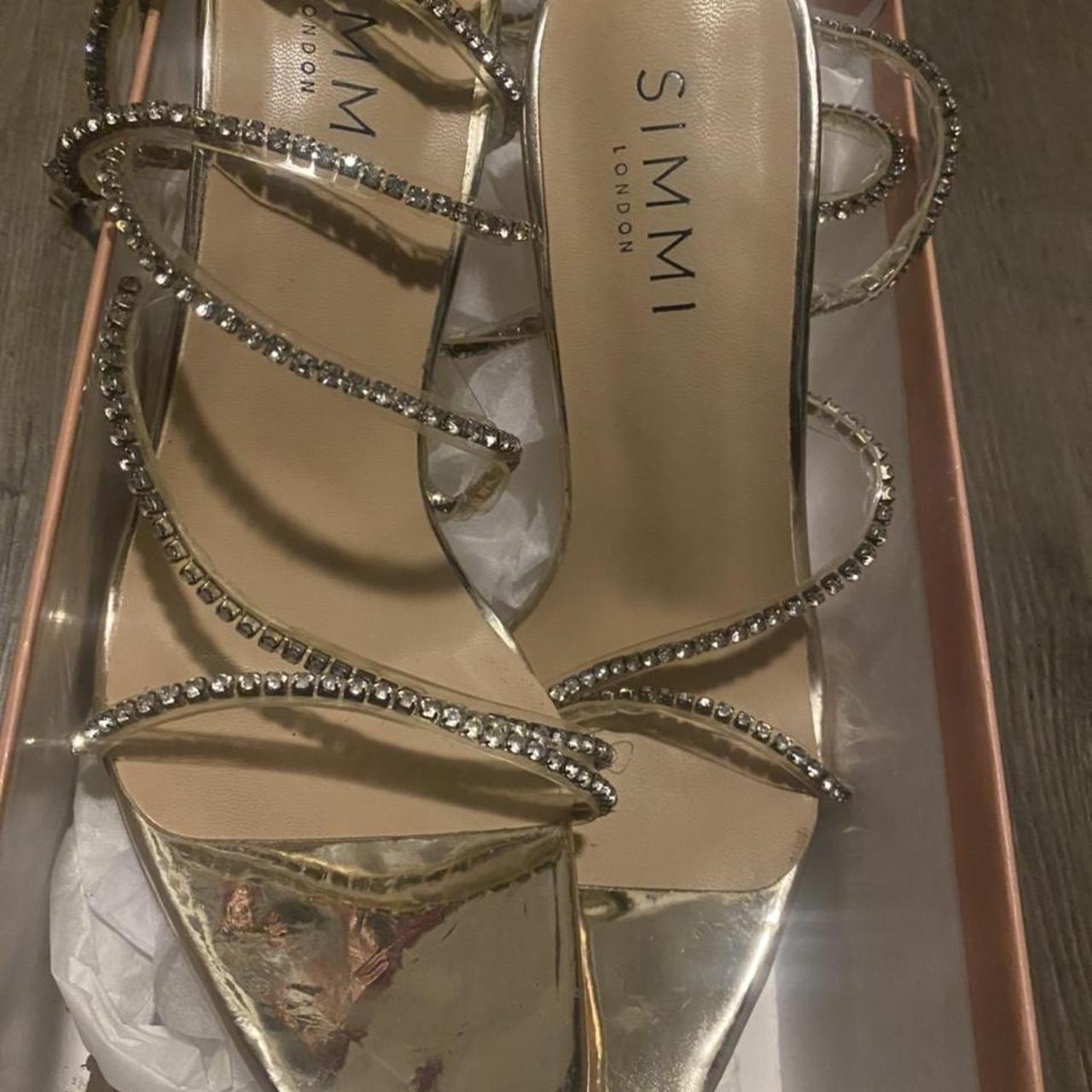 Simmi Women's Gold Mules | Depop