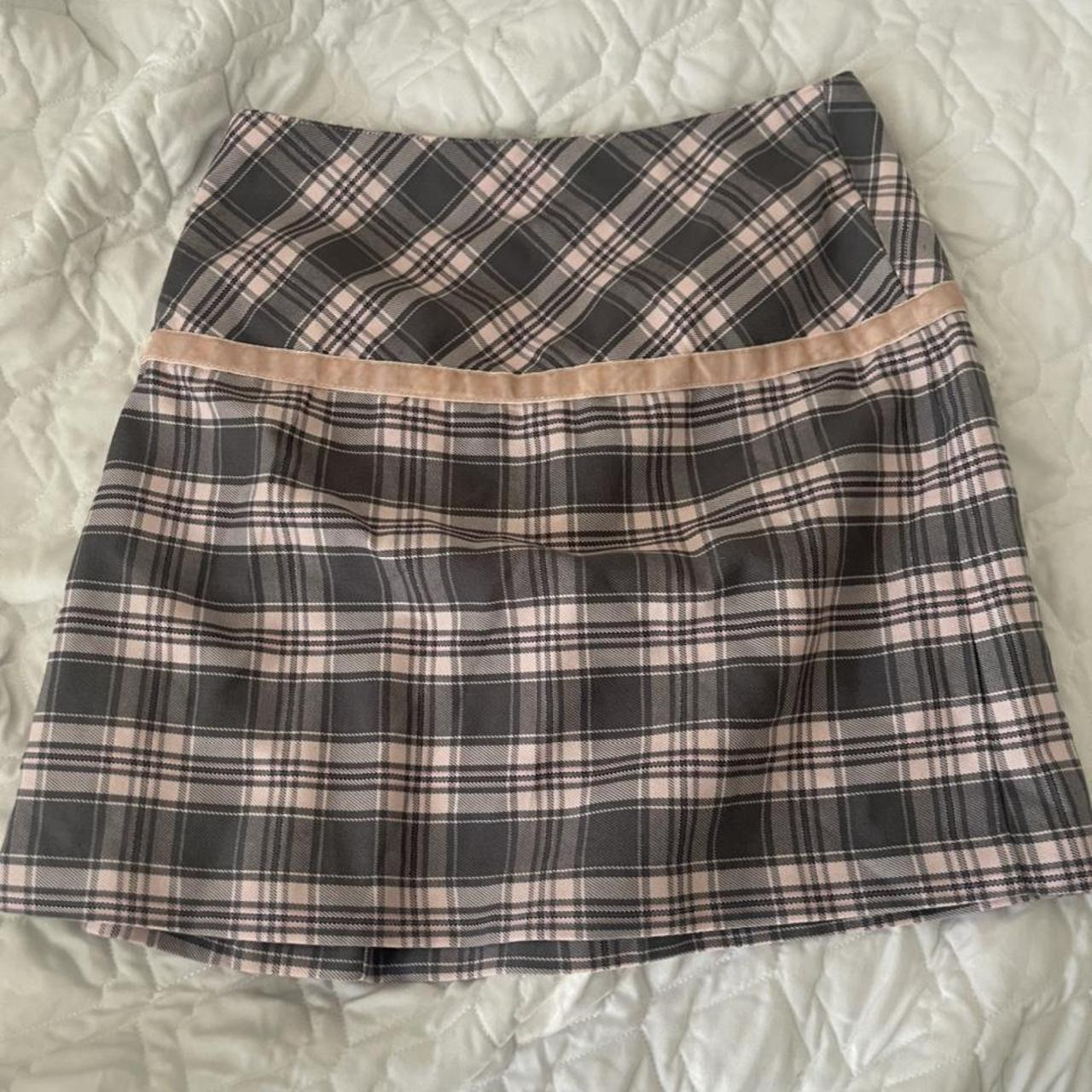 Cute Pink Plaid Mini Skirt With Ribbon Detail Size Depop