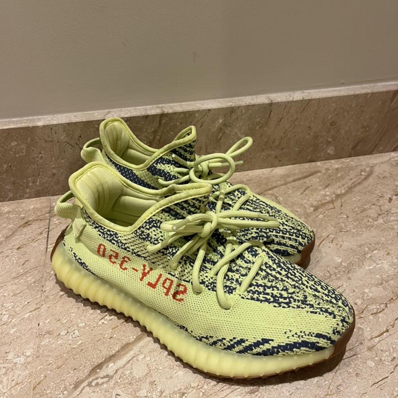 Yeezy Men's Green and Yellow Trainers | Depop