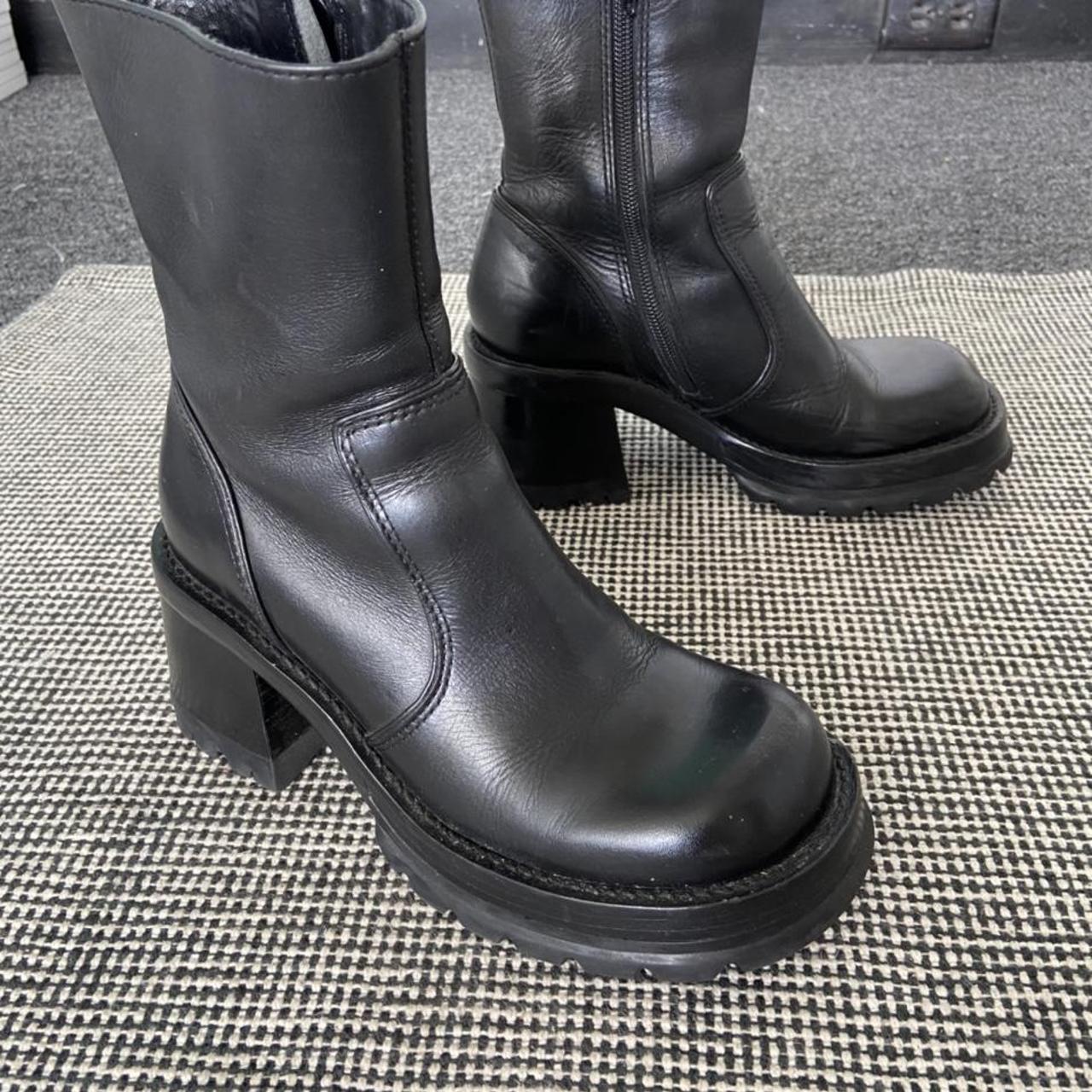 Vintage Steve Madden Hott Boots black leather size 7... | Depop