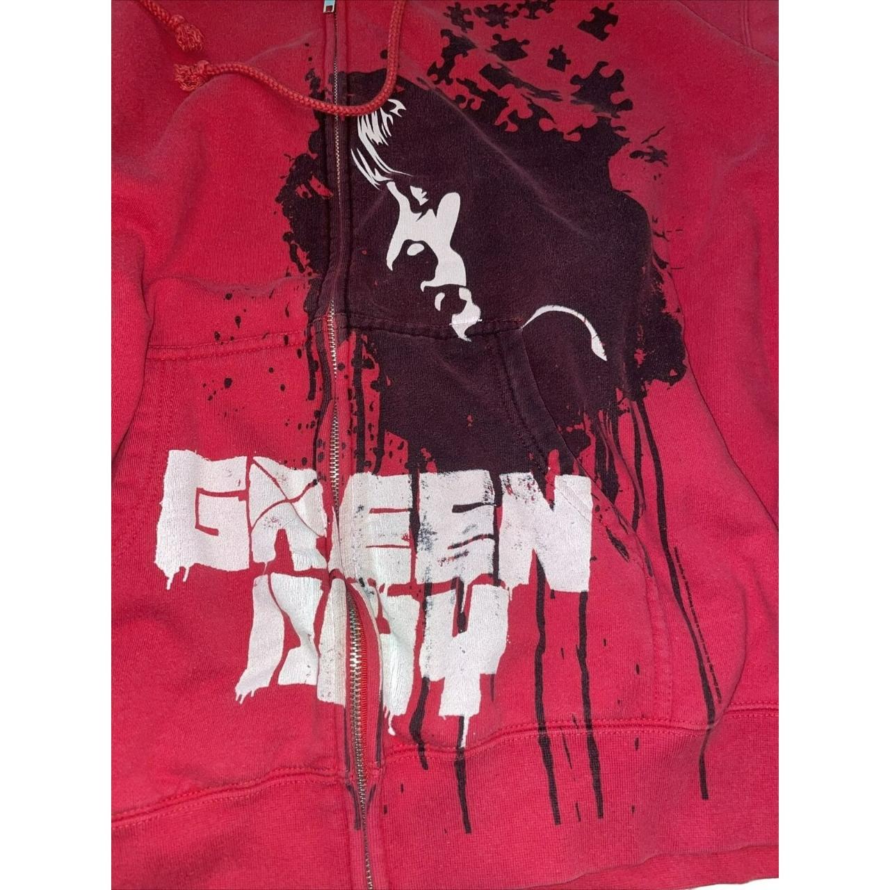 Vintage Green Day RARE Red 21st Century Mens Hoodie... - Depop
