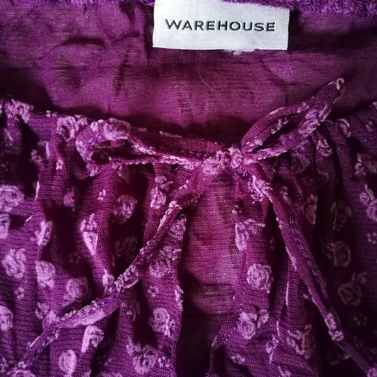 Y2k Sheer Purple Mesh Top with Pink Flocked Roses... - Depop