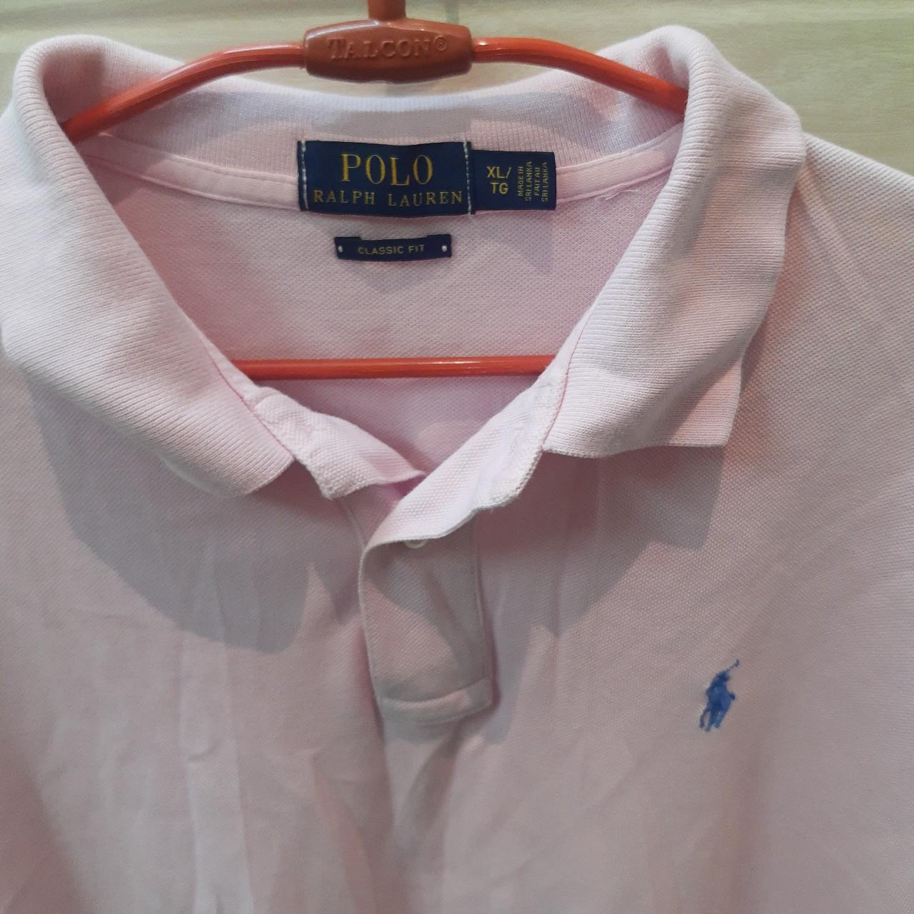 Ralph Lauren Baby Pink Polo T-Shirt, XL fits true to... - Depop