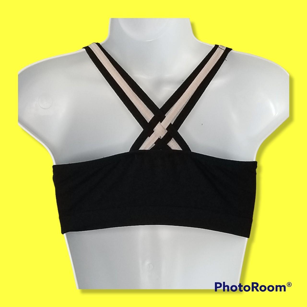 Bebe Bra Black & White Sports Cross Straps Removable... - Depop