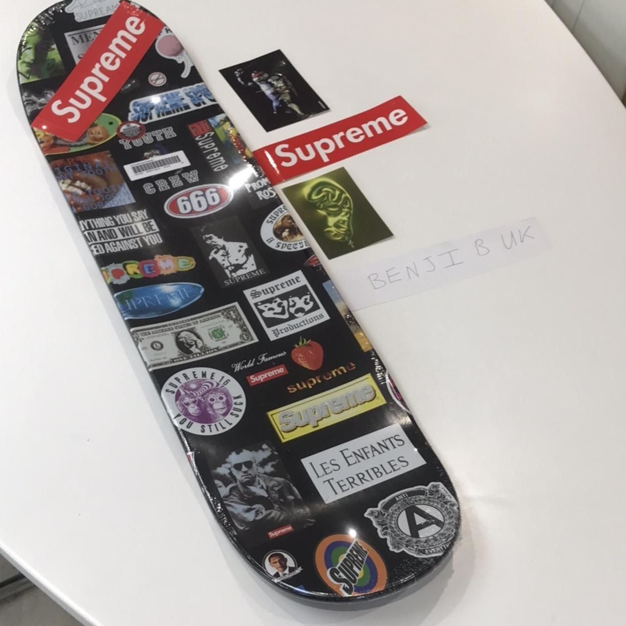 Supreme Stickers Skateboard Deck - Black - 8” X 32”... - Depop