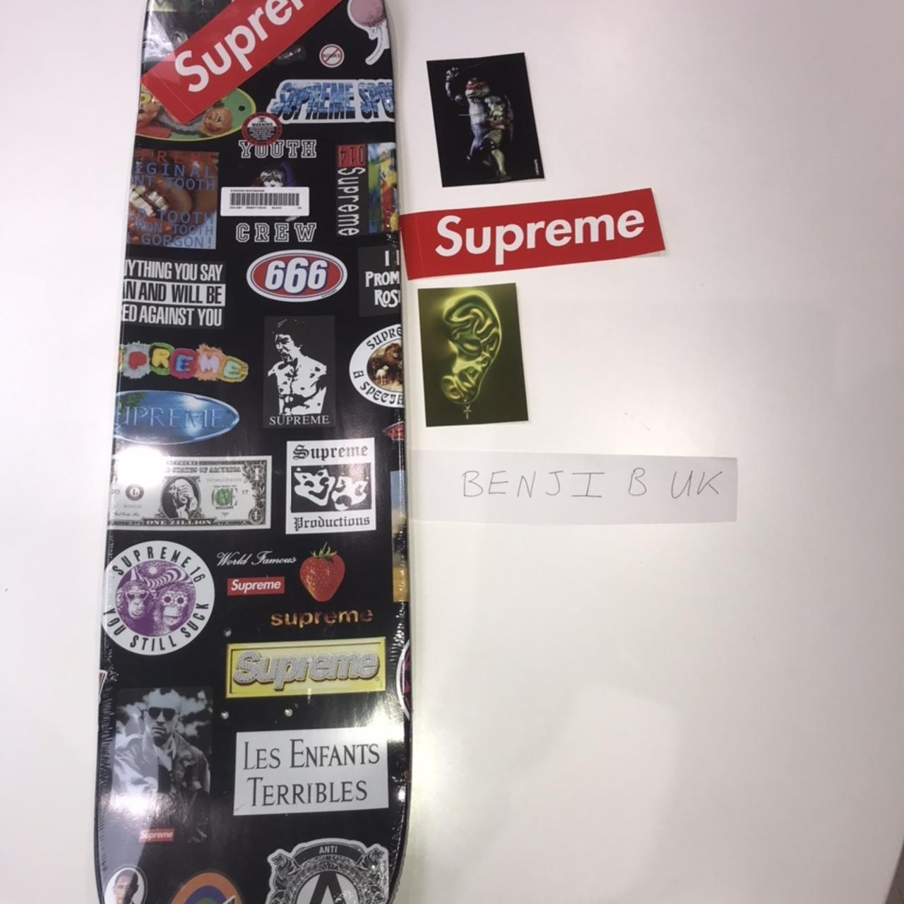Supreme Stickers Skateboard Deck - Black - 8” X 32”... - Depop