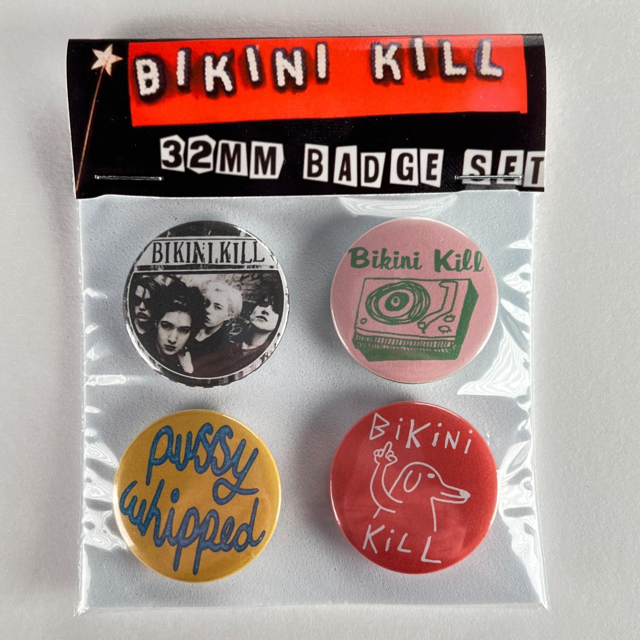 Bikini Kill badge pack / set 4x 32mm metal pin back... - Depop