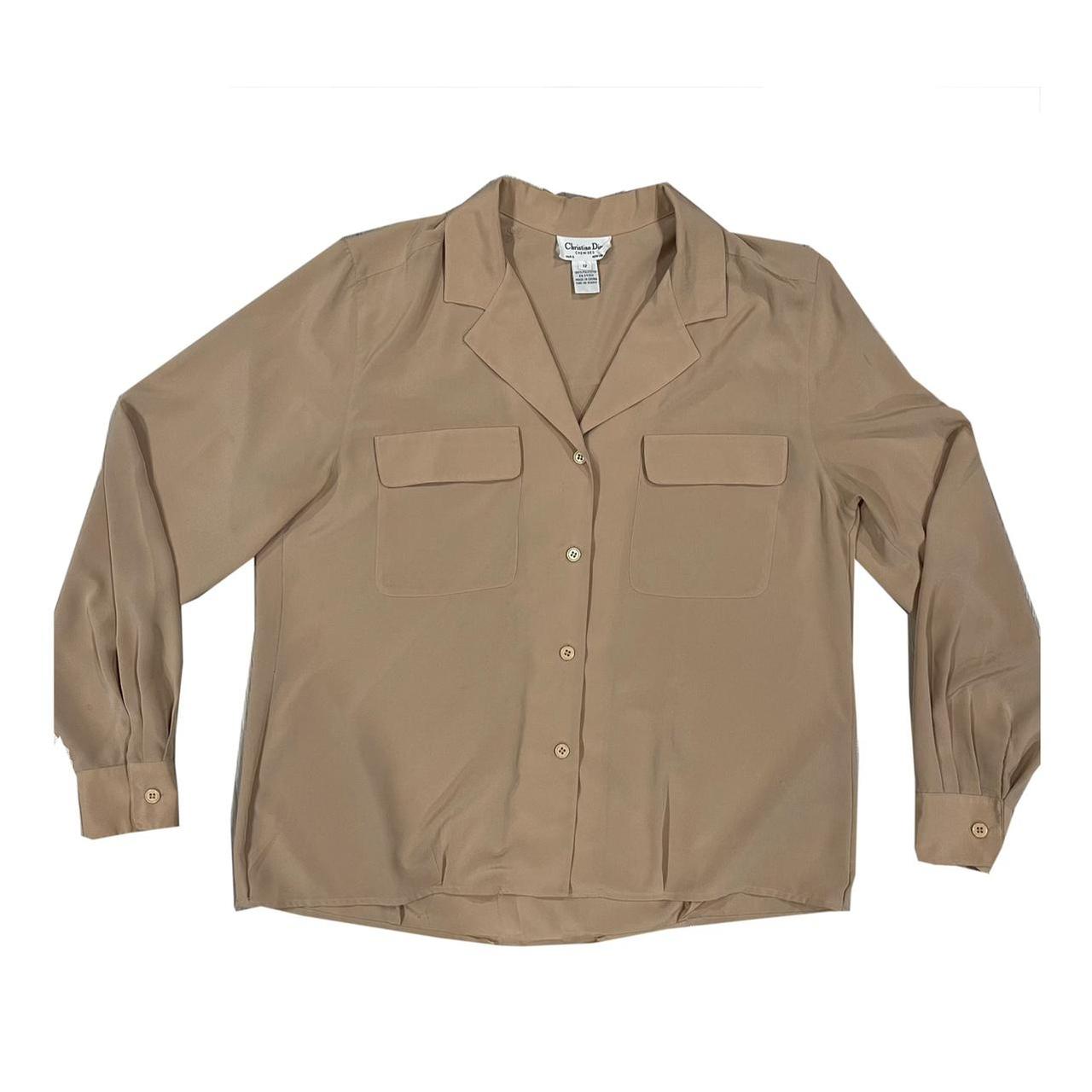 Christian Dior vintage tan beige button up blouse.... - Depop