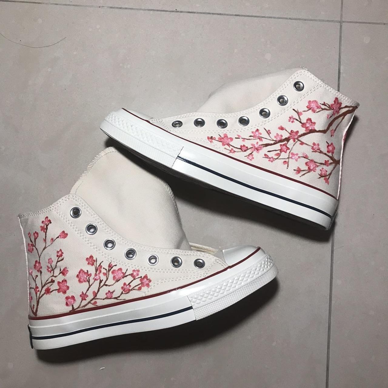 Example of custom converse. Hand painted cherry... - Depop