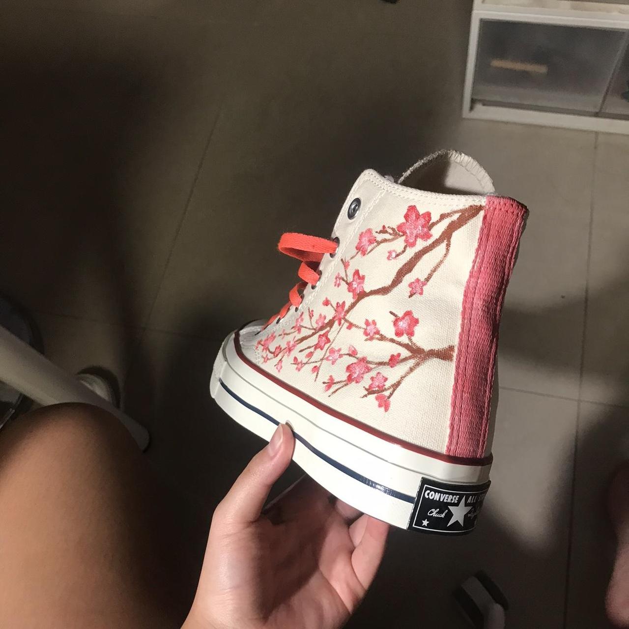 Example of custom converse. Hand painted cherry... - Depop