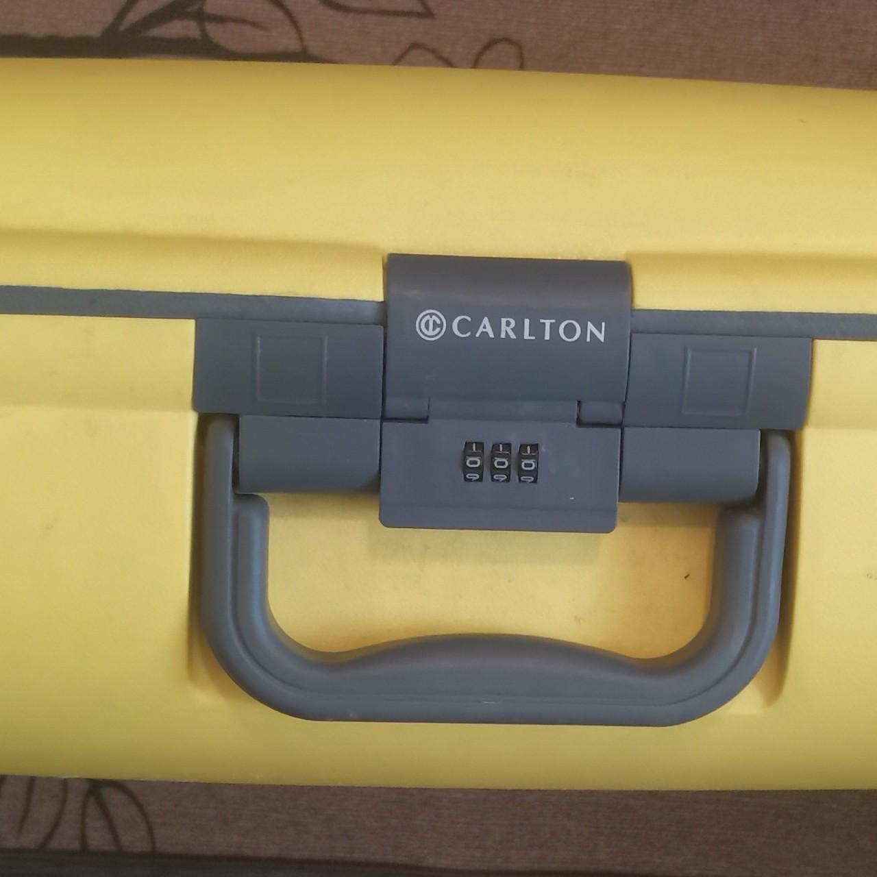 Carlton Yellow Hard Shell Large Suitcase With Wheels... - Depop